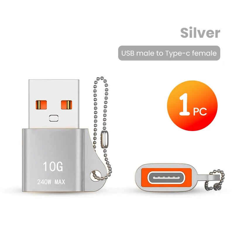 Адаптер USB Type-C на USB 3.1, Silver, 10G, 240W MAX
