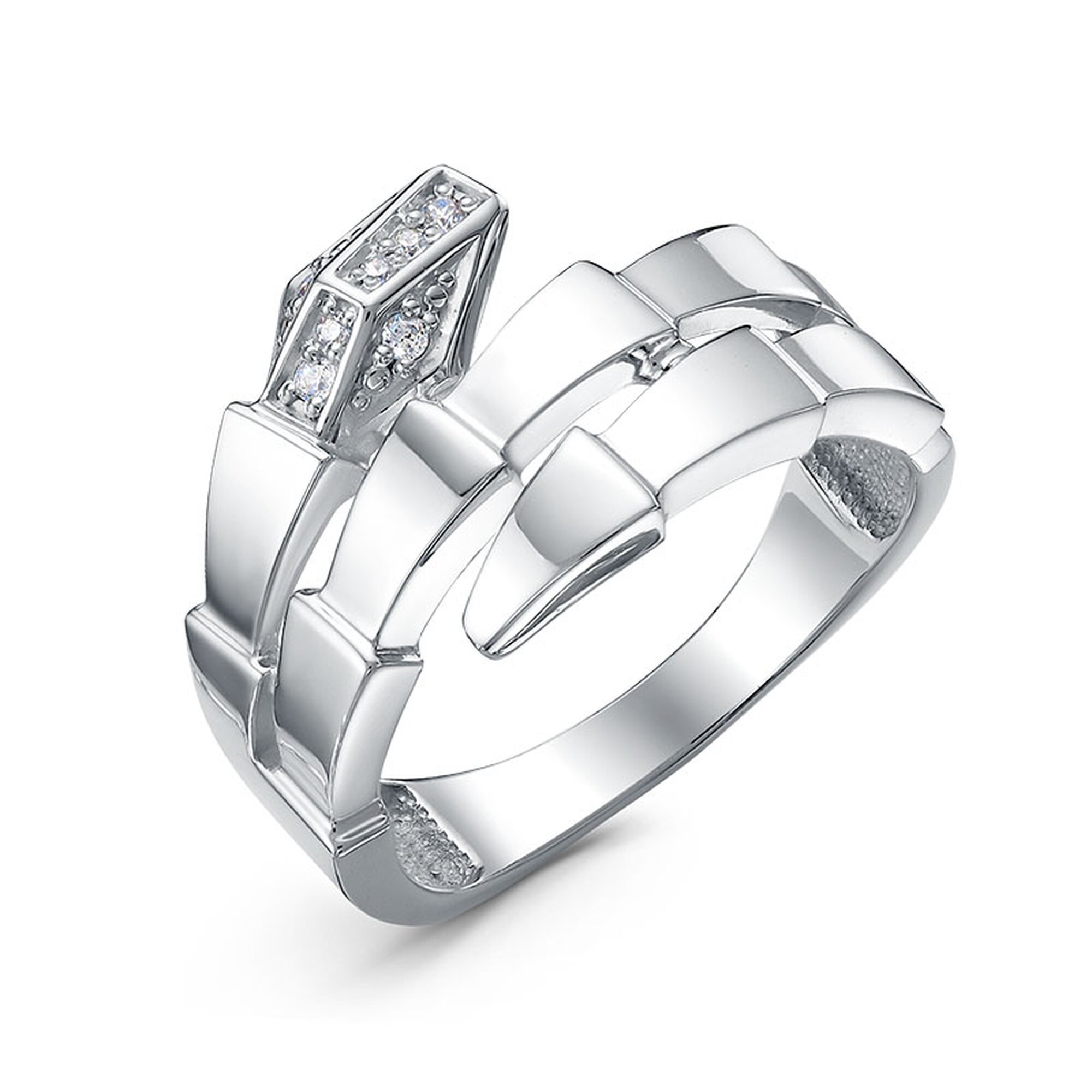 Кольцо, серебро, 925 проба, родирование, фианит