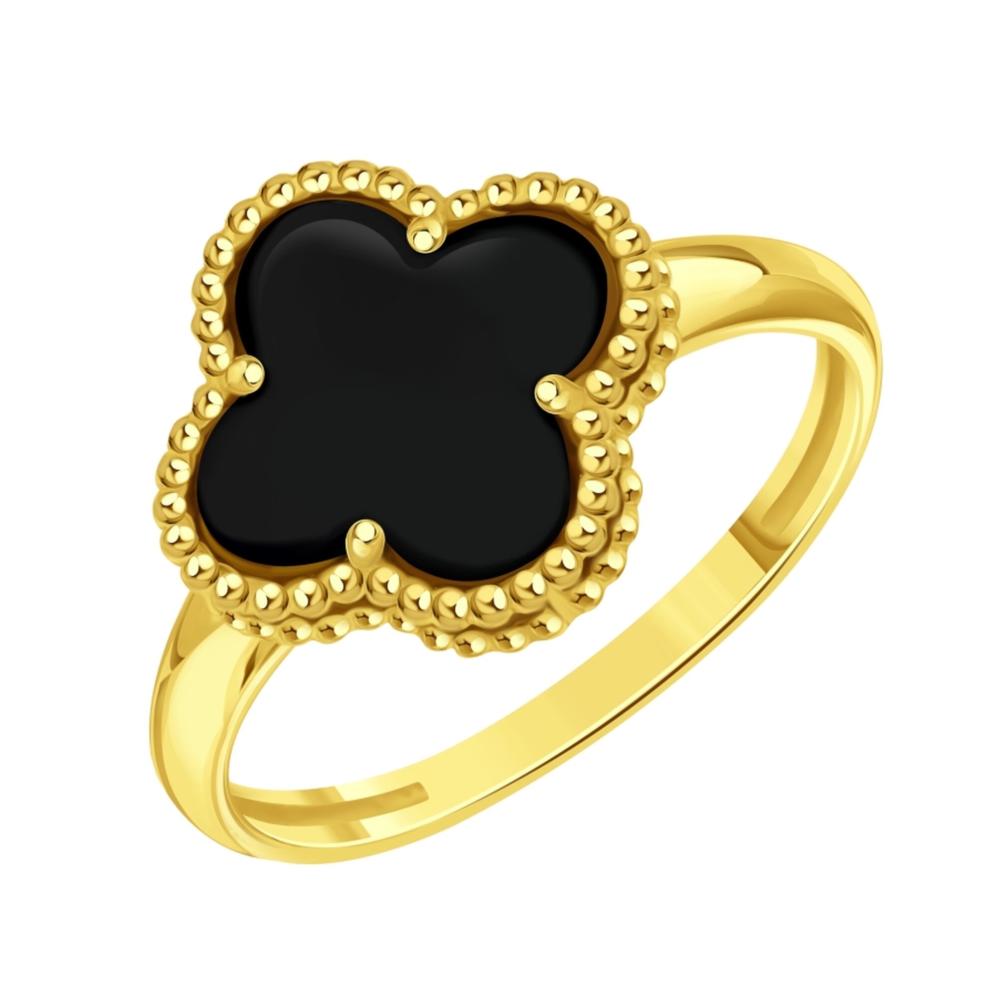 Кольцо, желтое золото, 585 проба, оникс