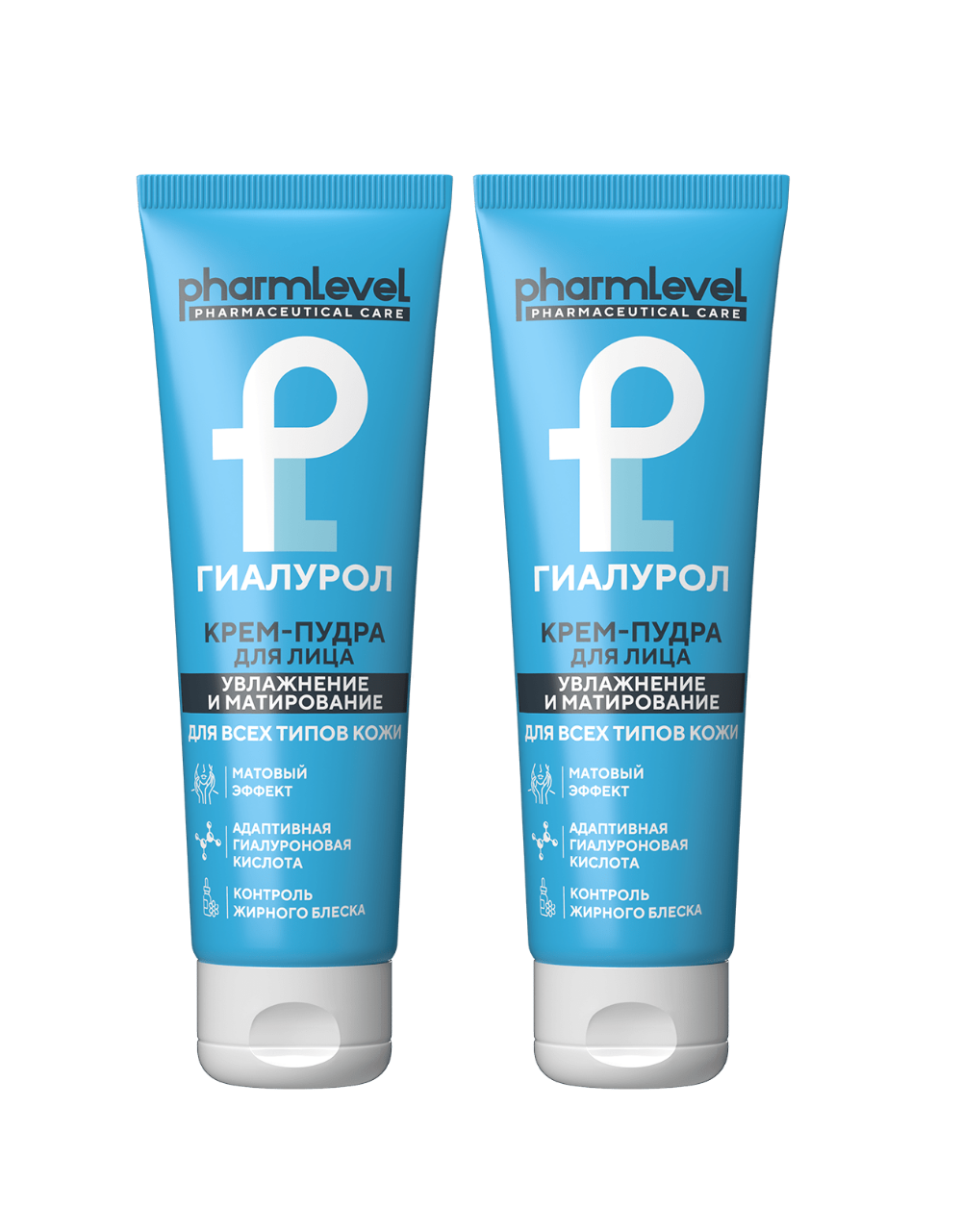 Крем-пудра для лица Pharmlevel Гиалурол увлажняющая с матирующим эффектом, 75 мл * 2шт