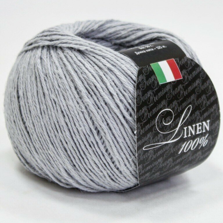 Пряжа Linen 100% Seam цвет 03 светло-серый, 10шт*(125м/50г), 100% лен
