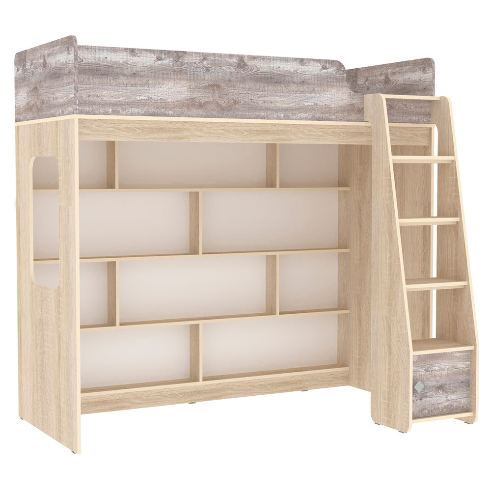 Кровать чердак Л-С601.1 80х190 Дуб Сонома Бетон