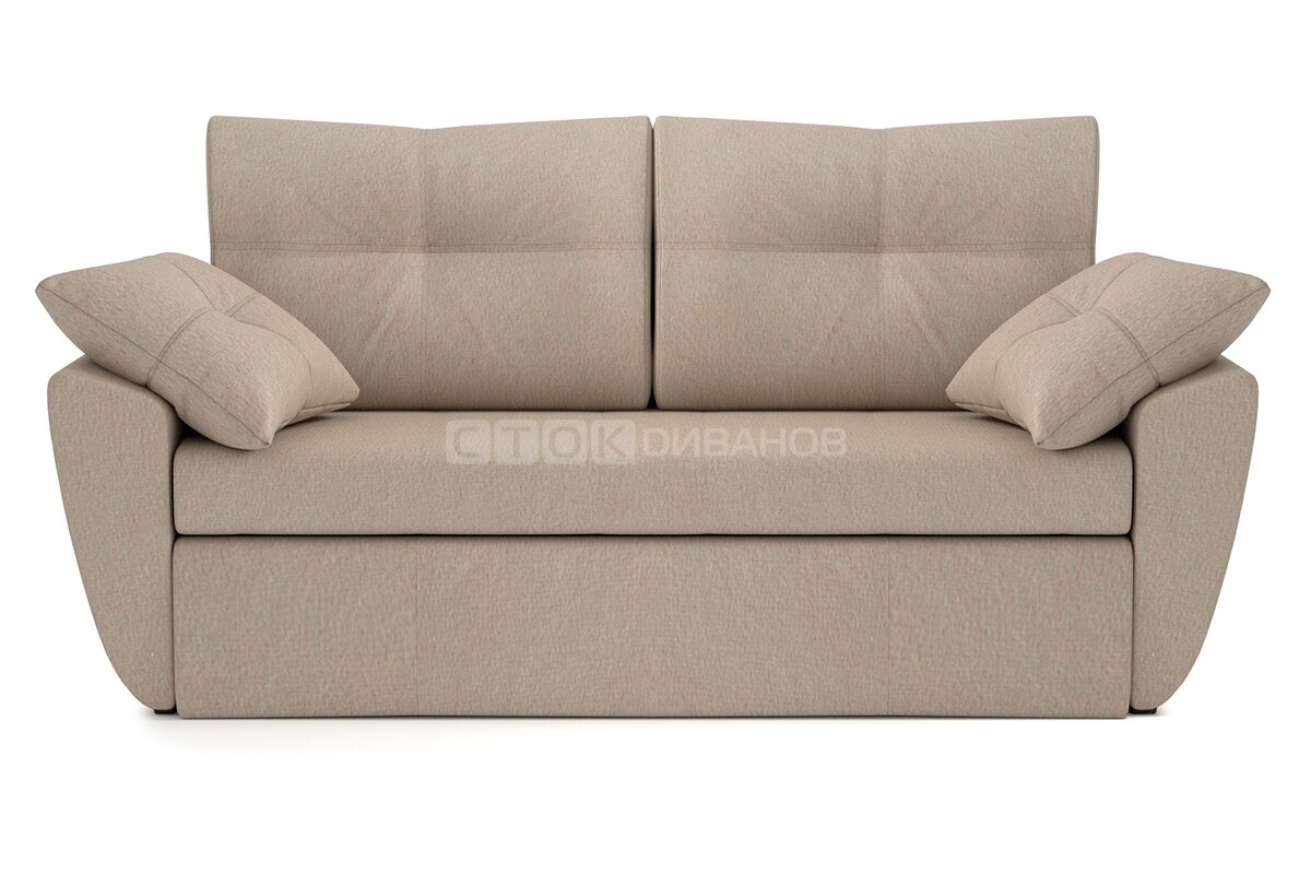Диван Сток Диванов Амстердам-2, бежевый велюр, 160 см, механизм выкатной