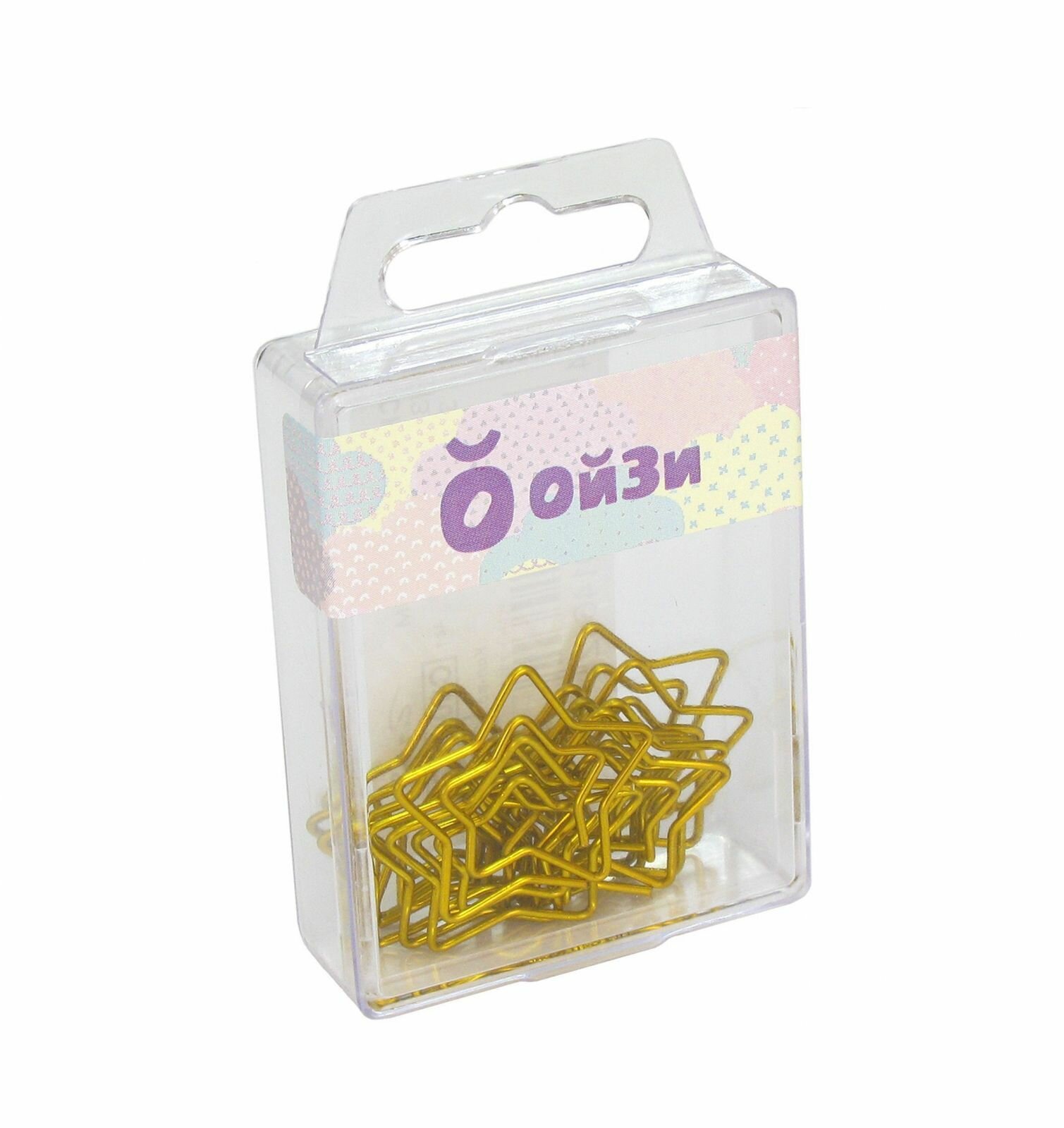 Скрепки GLOBUS "Звездочка", 30 мм, фигурные, с полимерным покрытием, золотистые, 12 шт (С30-12ЗДЗ)