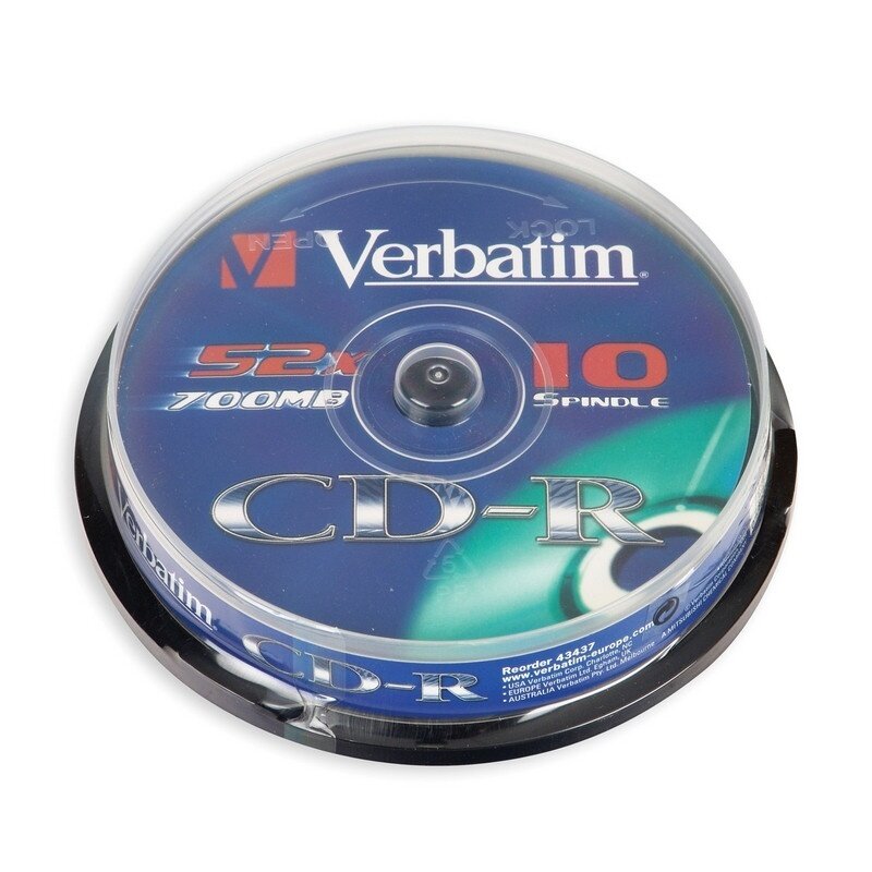 Компакт диск Verbatim CD-R, скорость записи 52x, Extra Protection, 700 мб, 10 шт (43437)
