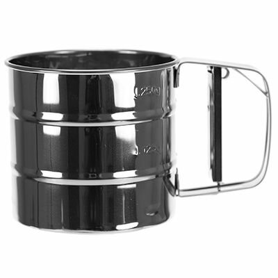 Кружка-сито КНР из нержавеющей стали, для муки, с просеивателем, диаметр 10 см, высота 9,5 см