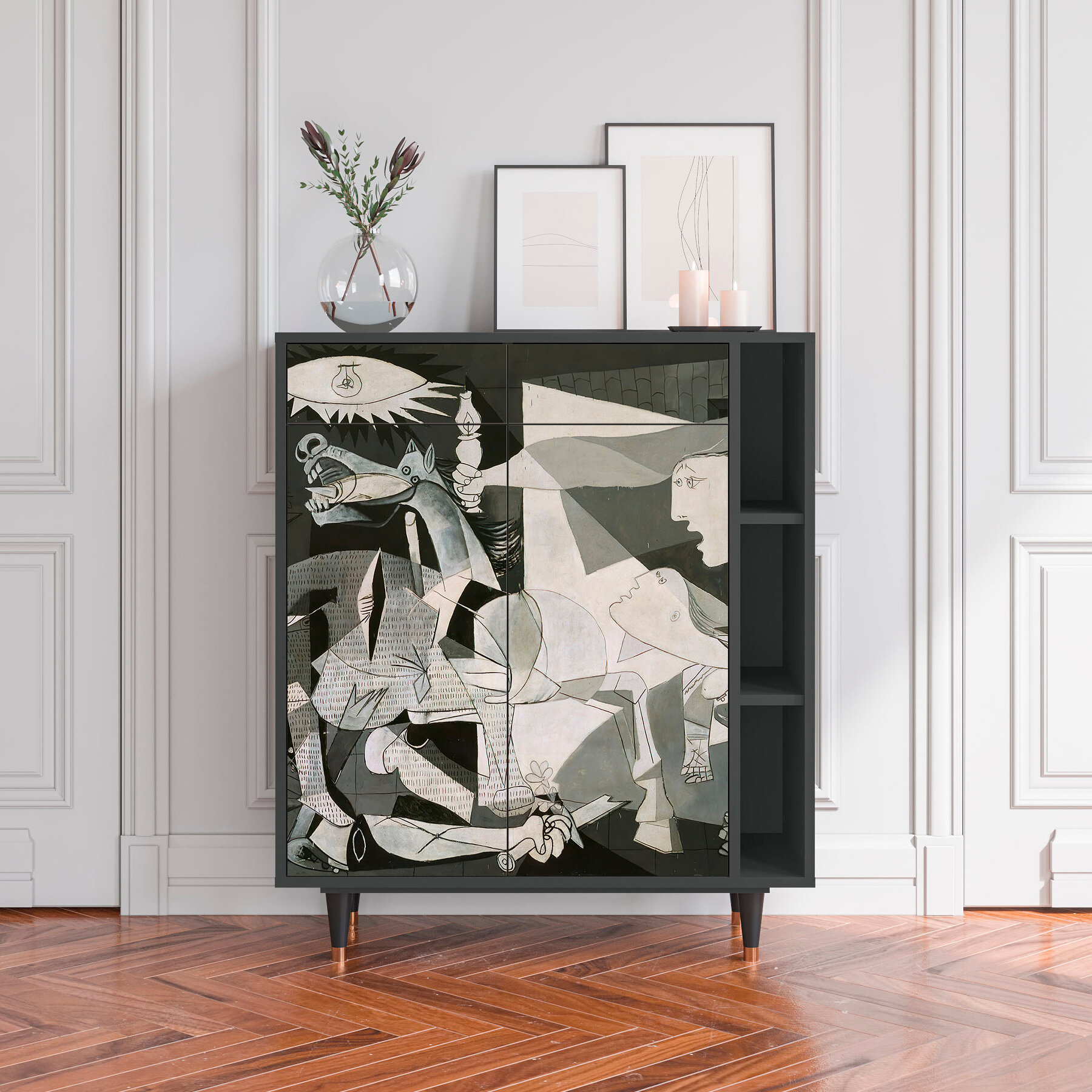 Комод - STORYZ - BS6 Guernica by Pablo Picasso, Размер - 94 x 110 x 41 см, Цвет корпуса - , Антрацит