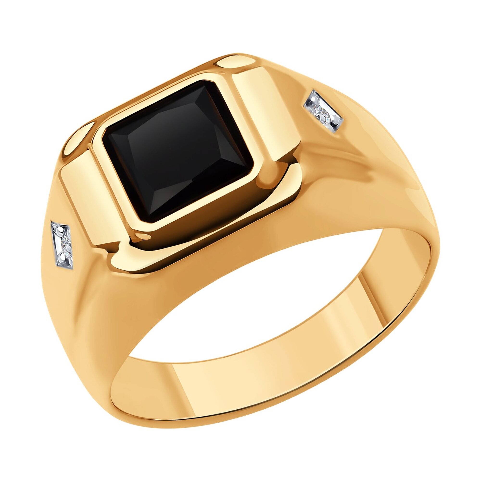 Печатка, красное золото, 585 проба, бриллиант, агат