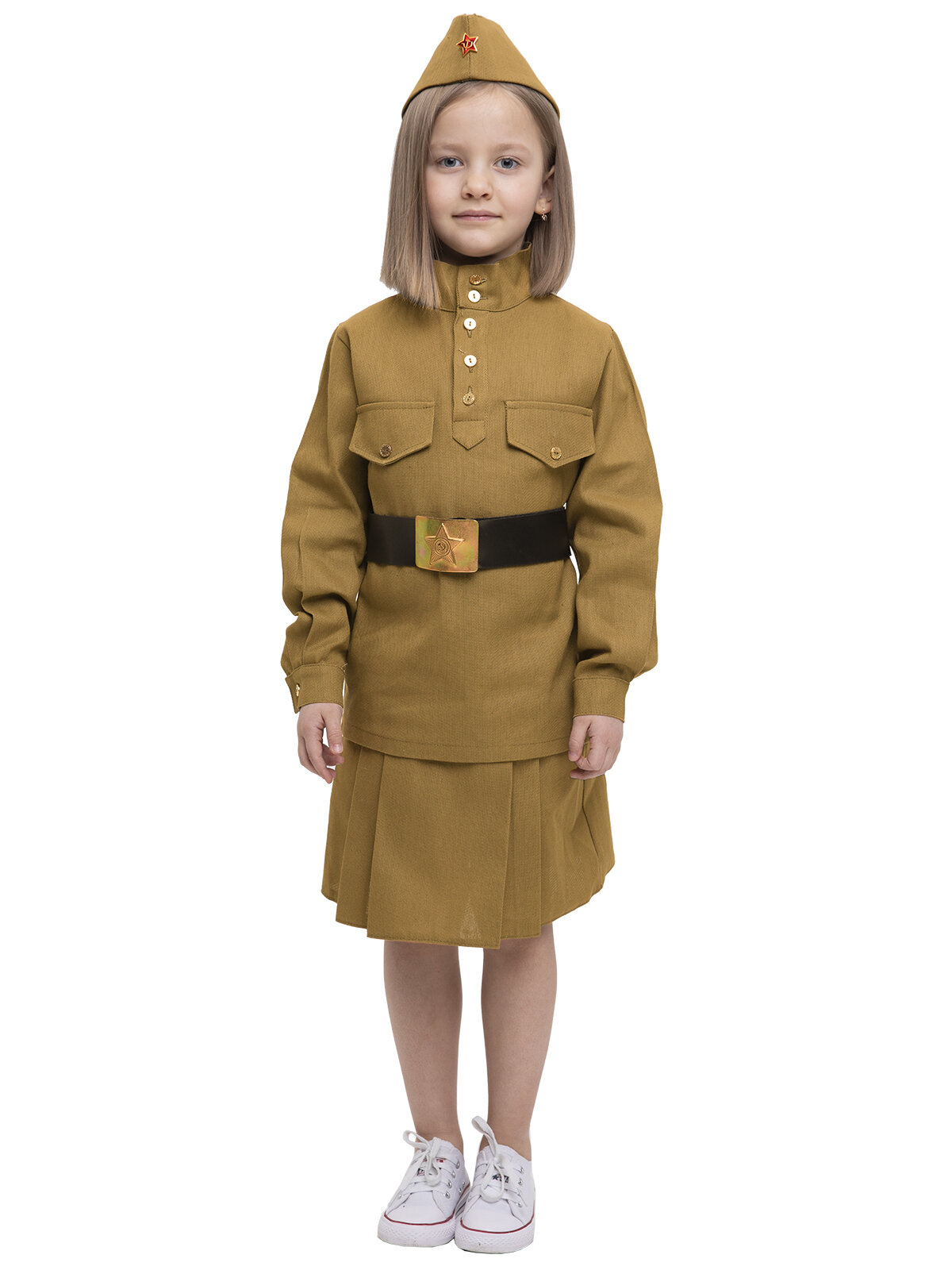 Детская военная форма гимнастерка с юбкой р.152-158 (р.38-40) диагональ, песочный