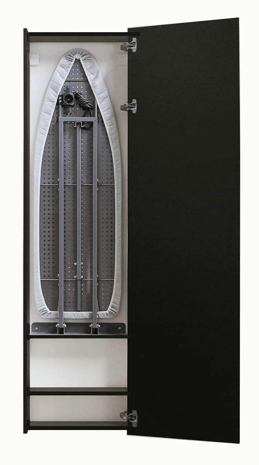 Встроенная гладильная доска с зеркальным фасадом Айрон Бокс, венге распашная право