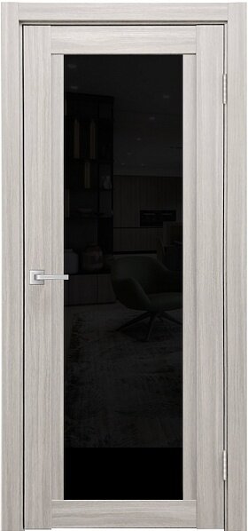 Межкомнатная Дверь Verda К-11 Лиственница Белая со Стеклом Лакобель Чёрный 2000х600мм (Полотно 1шт) / Верда.