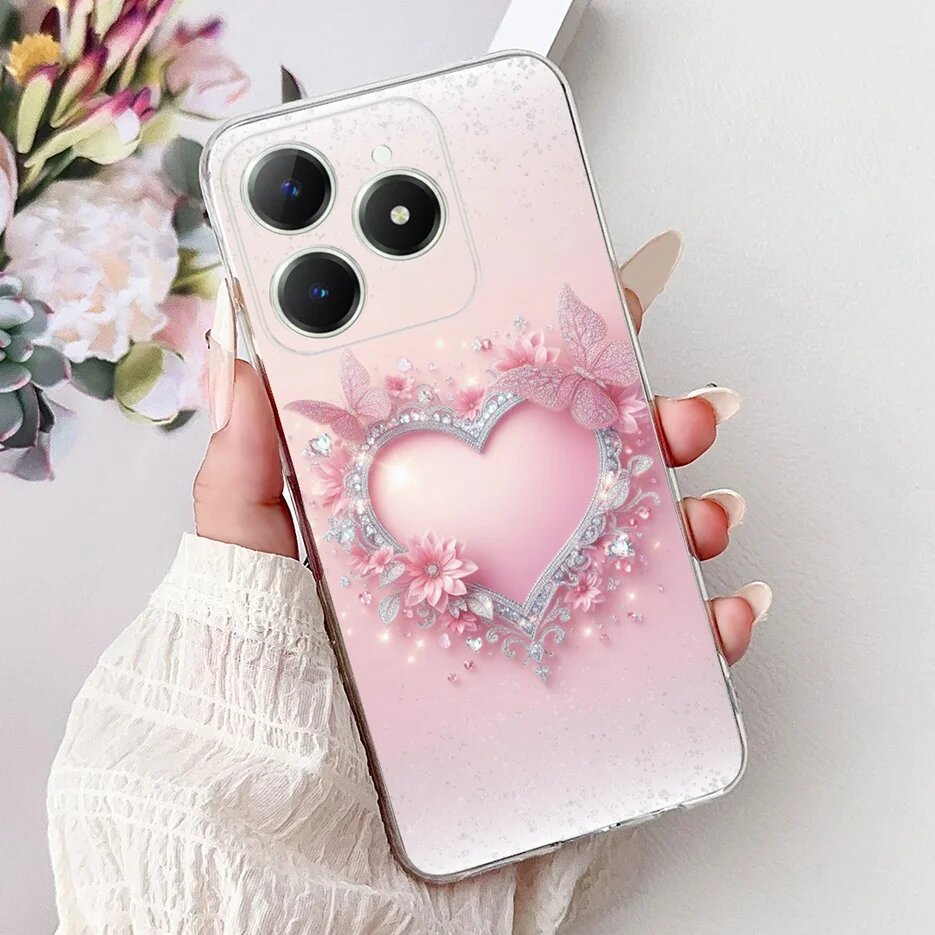 Чехол Realme C61/C63, розовый, мягкий бампер