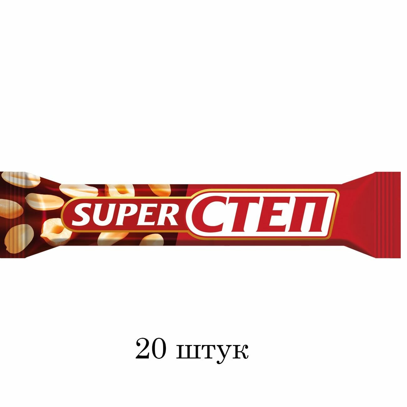 Степ батончик Славянка Super нуга-арахис-карамель, 65г, 20 шт