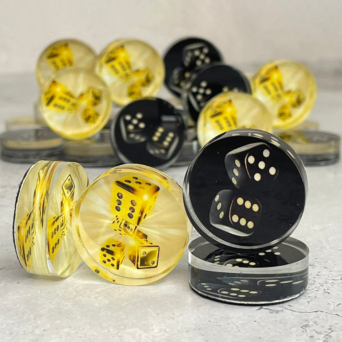 Фишки для нард из оргстекла "Зарики", размер 27 мм, количество 30 шт, мешочек для хранения