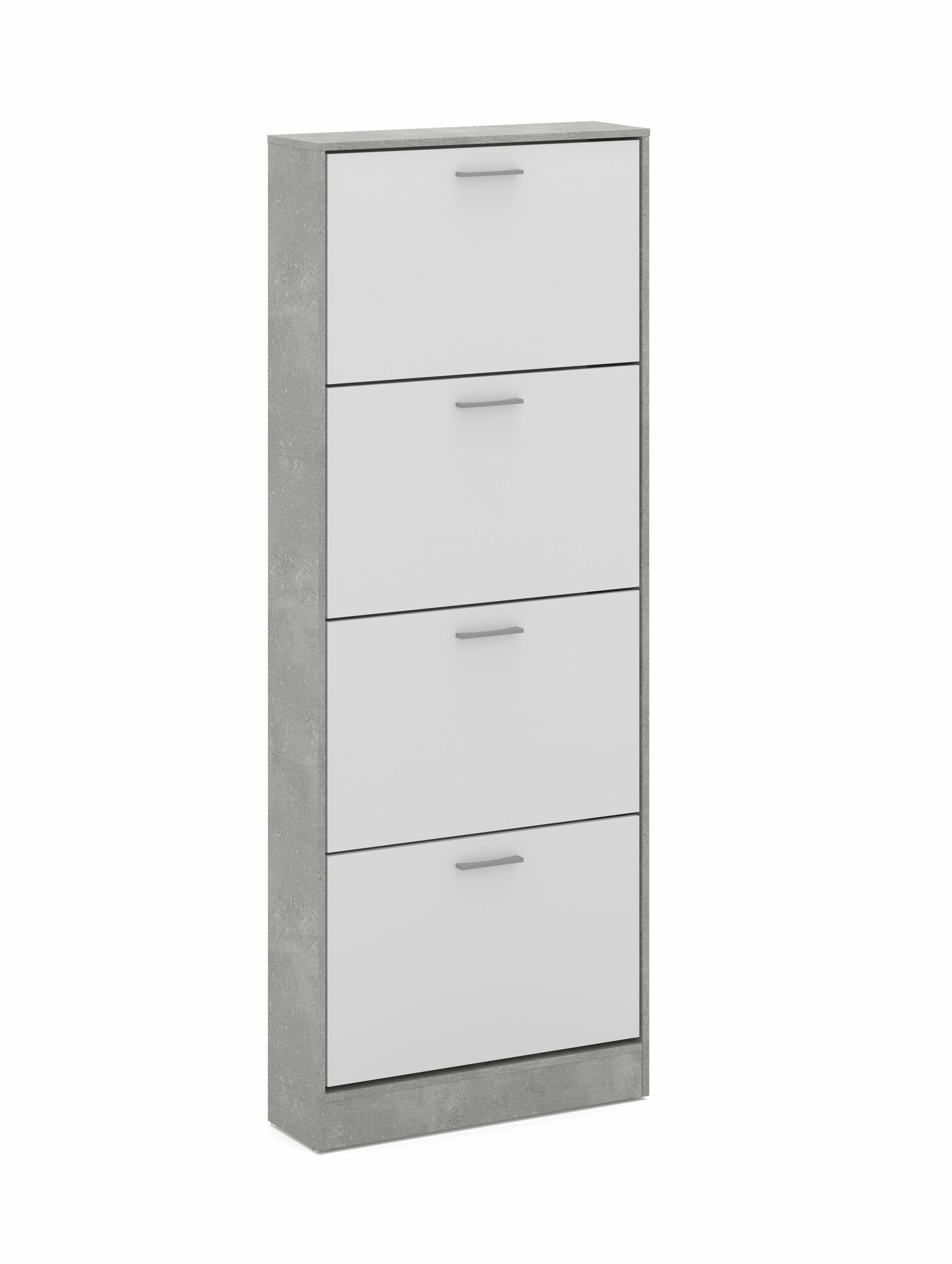 Тумба для обуви в прихожую обувница 60 см четырехдверная серый белый