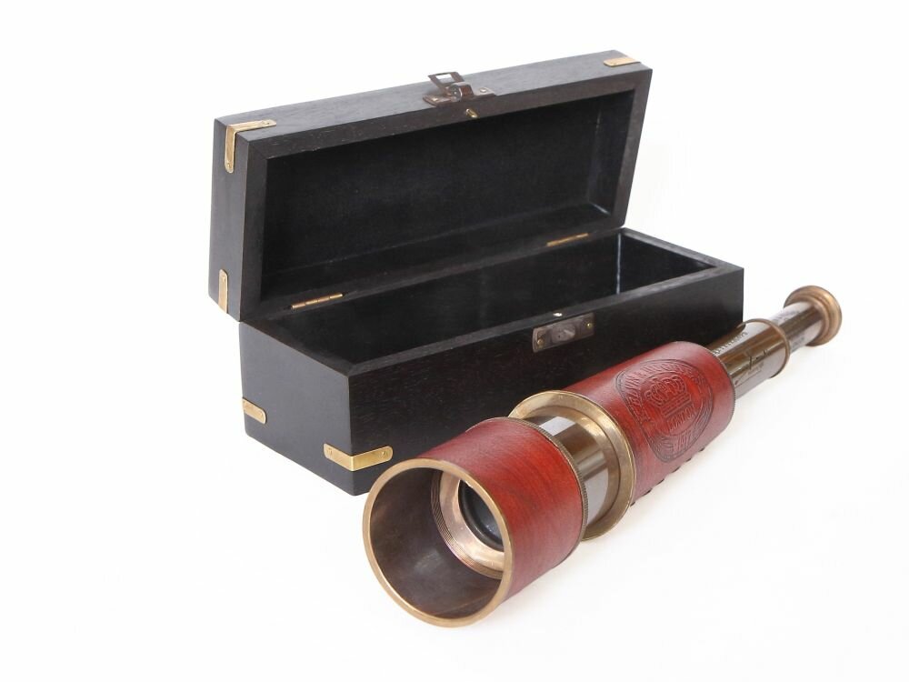 Подзорная труба Nautical, в деревянном футляре, с кожаной отделкой, L макс = 50 см