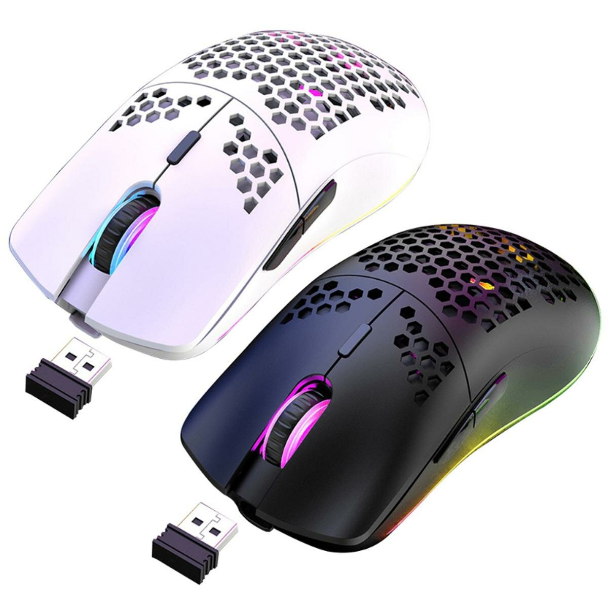 [Good LIFE]G32B XYH80 Hollow-out Honeycomb 2.4GHz Wireless Gaming Mouse 4 Gear 3200 DPI RGB Lighting Mices для ПК ноутбу