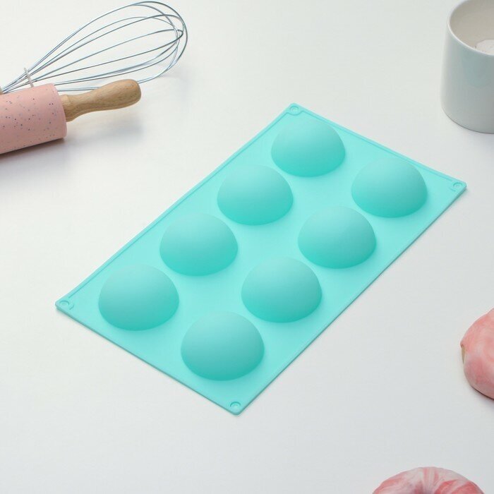 Доляна Форма для выпечки Доляна "Полусферы" 28х16,2х2,5см (d=5,4 см), 8 ячеек, цвет мятный