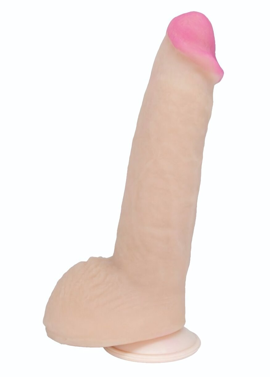 Реалистичный фаллоимитатор на присоске в упаковке-плёнке - 23 см. (Цвет: телесный)