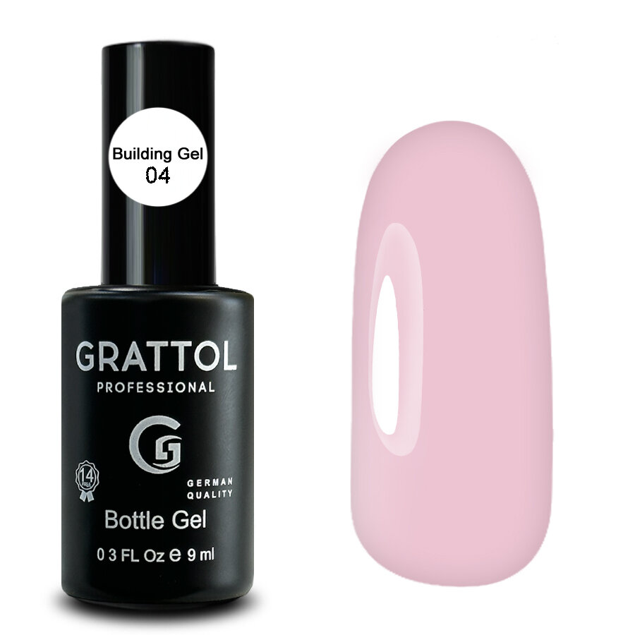 Grattol Gel Bottle 04- Гель для наращивания во флаконе с кистью, 9 мл