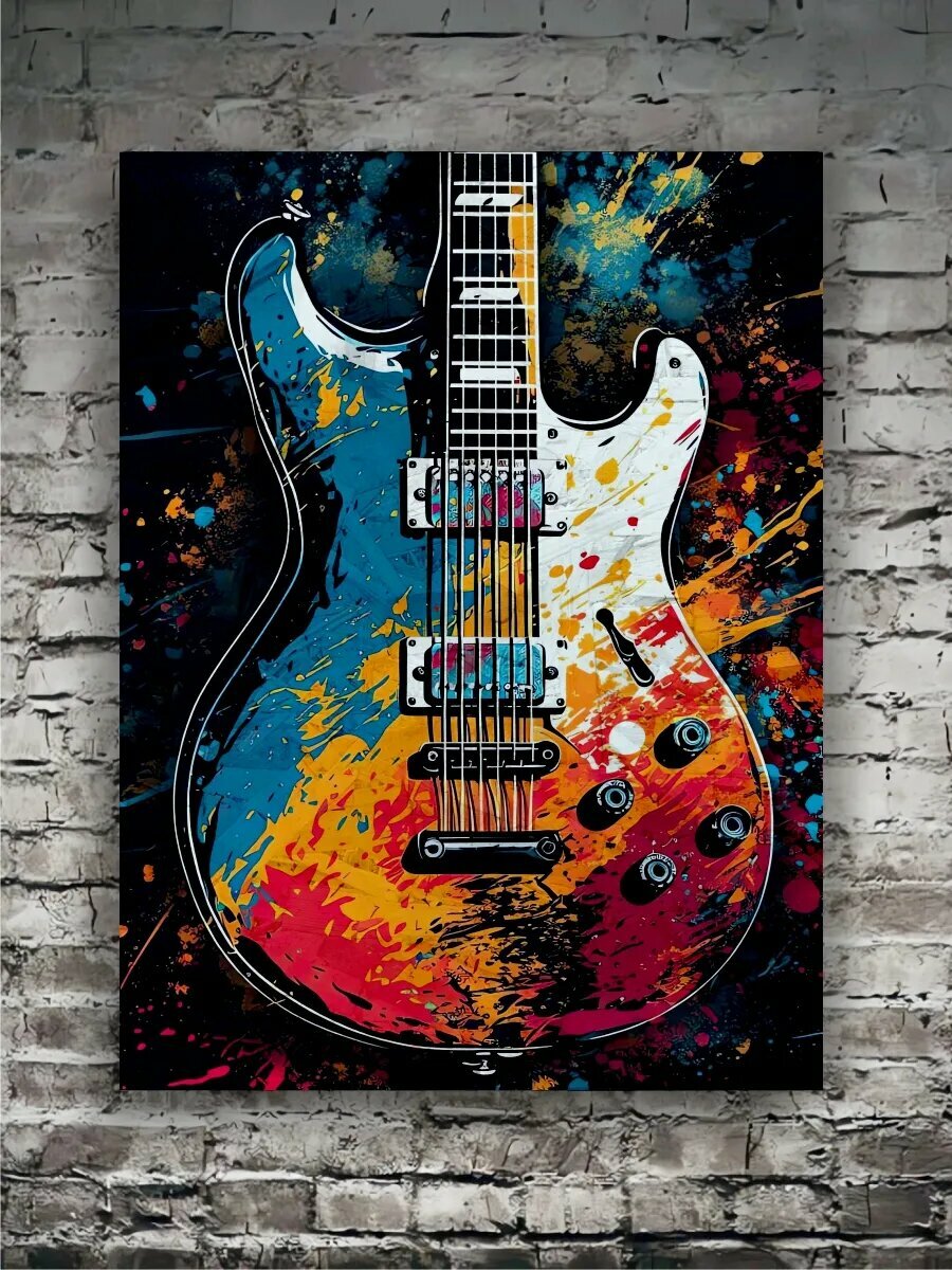 Картина на дереве OSB "Бас гитара"