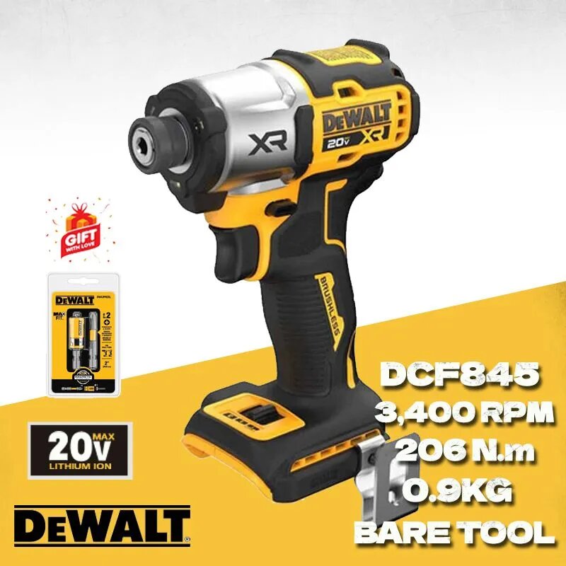 DEWALT DCF845 18V XR Заряжаемый многофункциональный 206Nm TORQUE Безщеточный двигатель Высокий ударный привод Электрический инструмент DCF845N