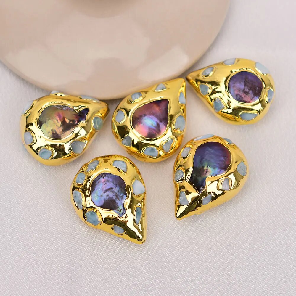 AIPIAODEGUAIGUAI бусины из черного жемчуга и ларимара 5 шт