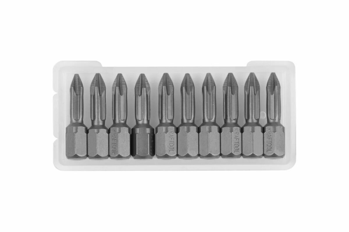 KRAFTOOL EXPERT набор бит C 1/4 дюйма, PH 2, 25 мм, 10 шт, хранение в прочной коробке