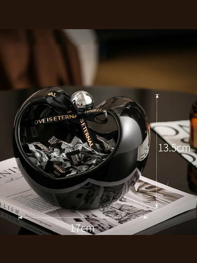 Конфетница фарфор, диаметр 17 см, высота 13.5 см, Ваза для конфет，черное