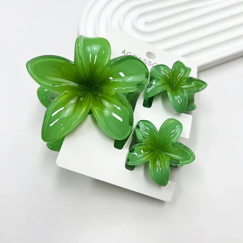 3 шт./компл, заколки для волос с гавайским градиентом, цветочные когти для волос, женские маленькие размеры, модные головные уборы, шпилька, заколка в виде краба, аксессуары для волос, Изумрудный, Женский