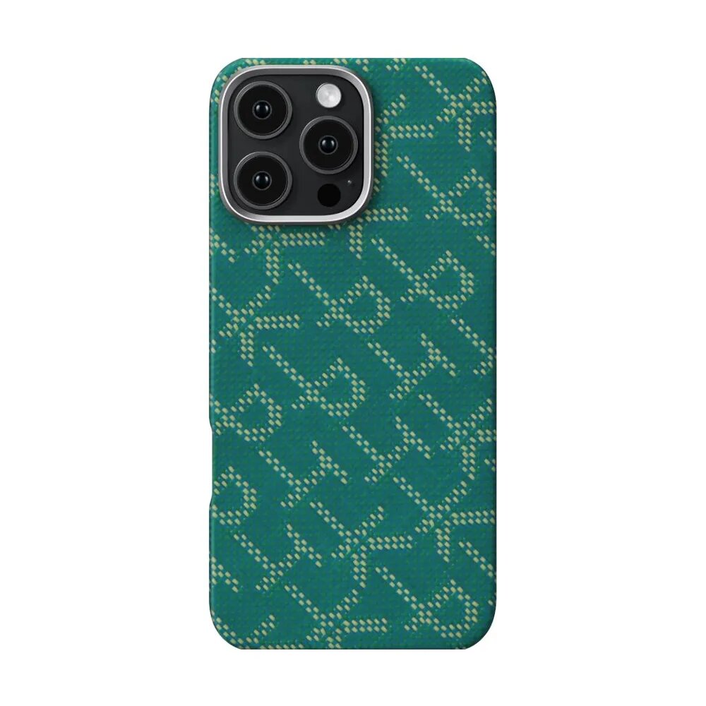 Чехол Pitaka для iPhone 16 Pro Max Pitaka Tactile Woven Case, PTK-Green/Gold