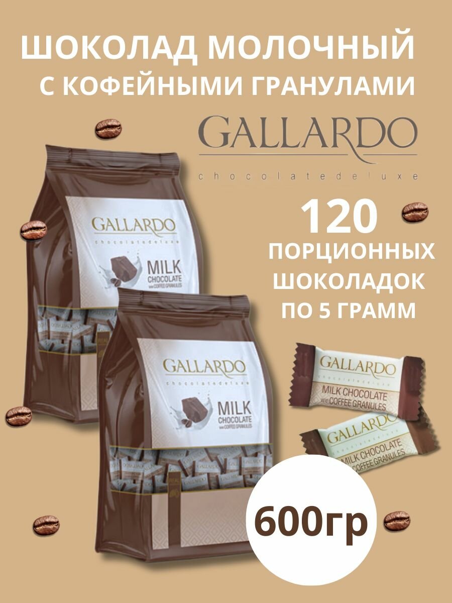 Шоколад молочный с кофе Gallardo порционный набор 2шт по 300гр - 600гр