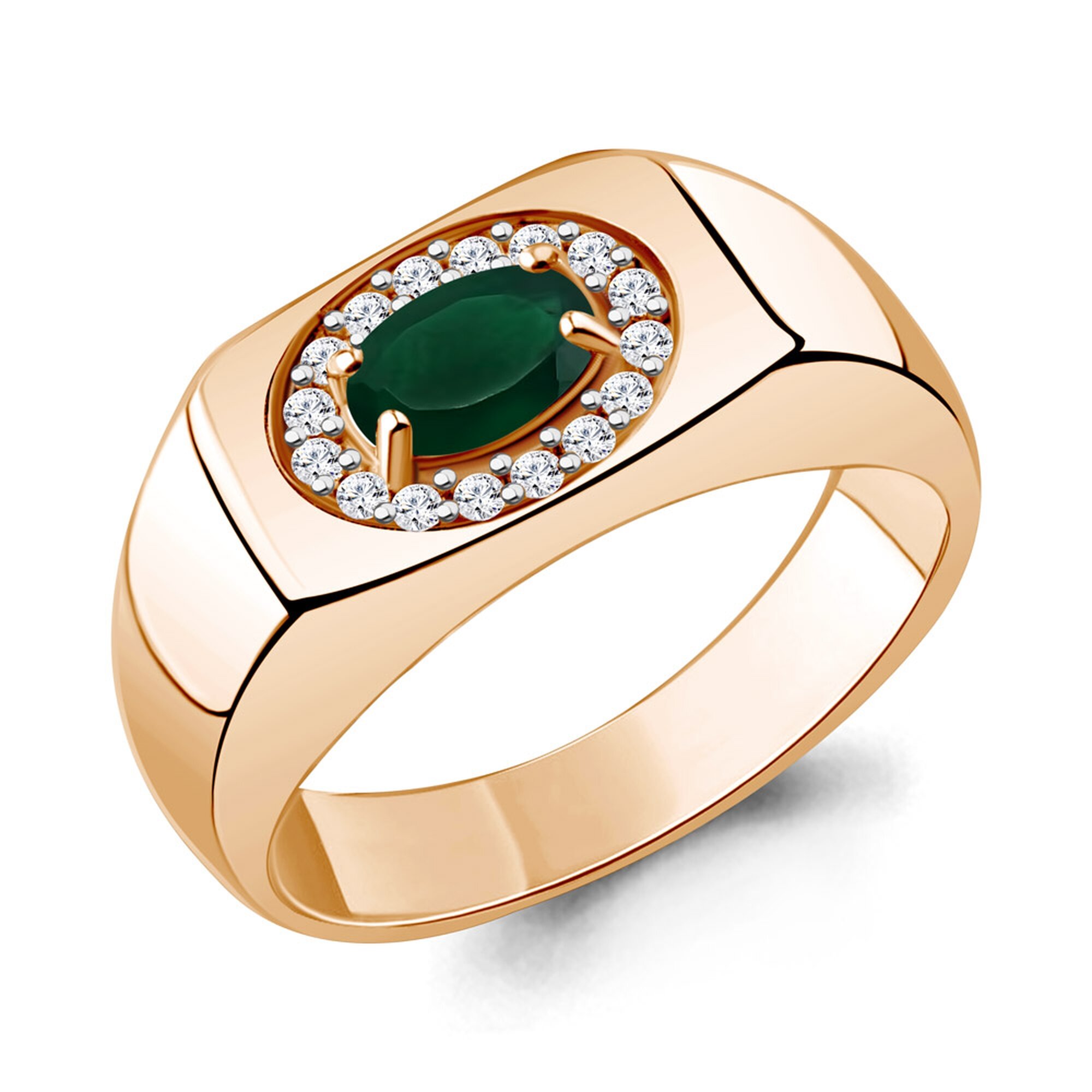 Кольцо, серебро, 925 проба, золочение, агат, фианит