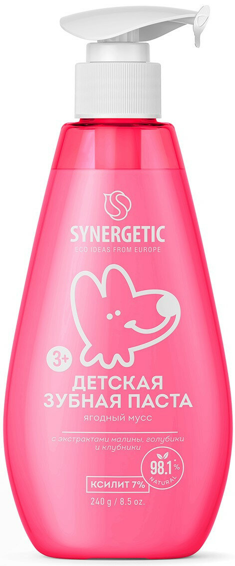 Зубная паста детская Synergetic Ягодный мусс 3+, 240г (1 уп)