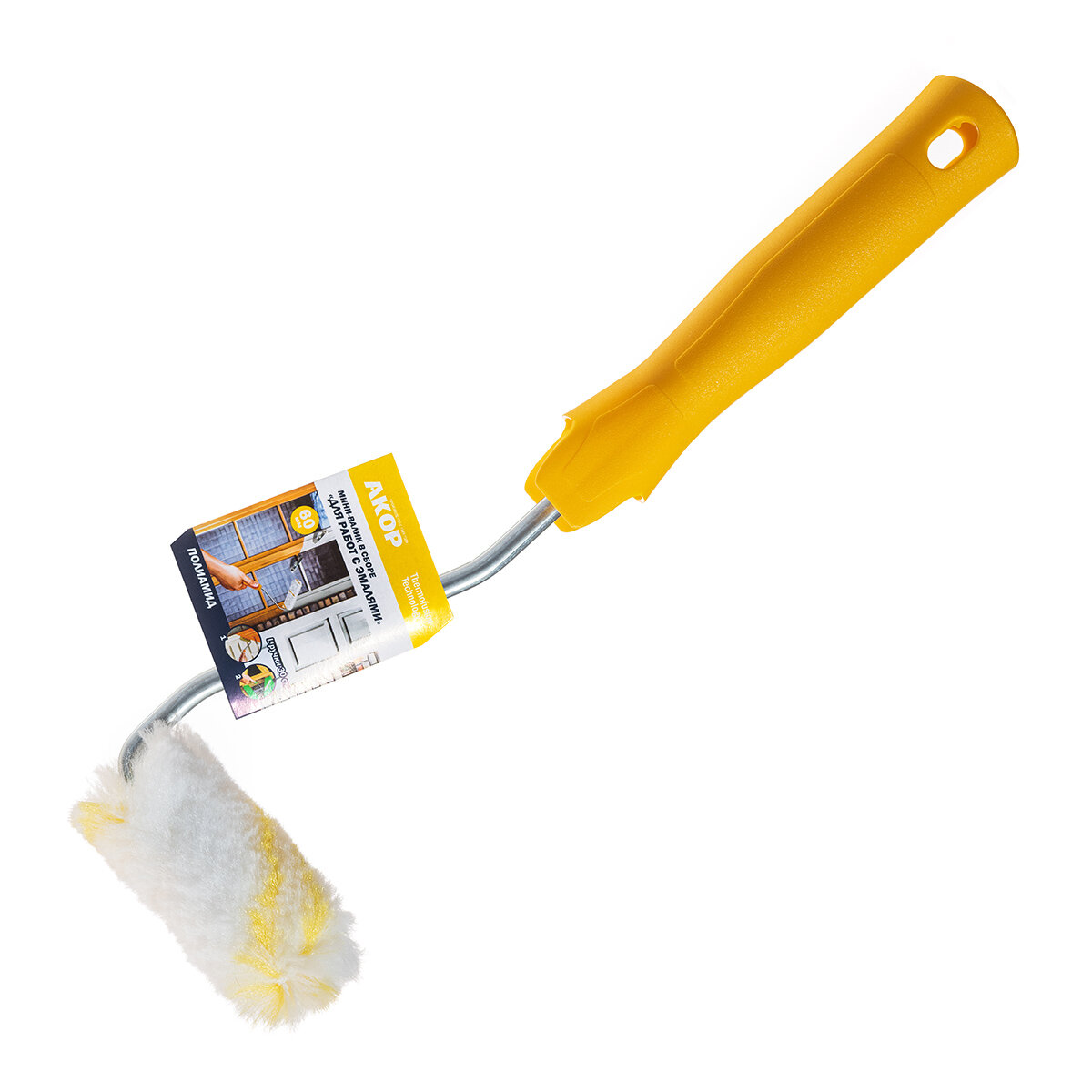 Мини-валик полиамидный для эмалей Акор Мастер, D35 x 60 мм, ворс 12 мм, бюгель 6 мм