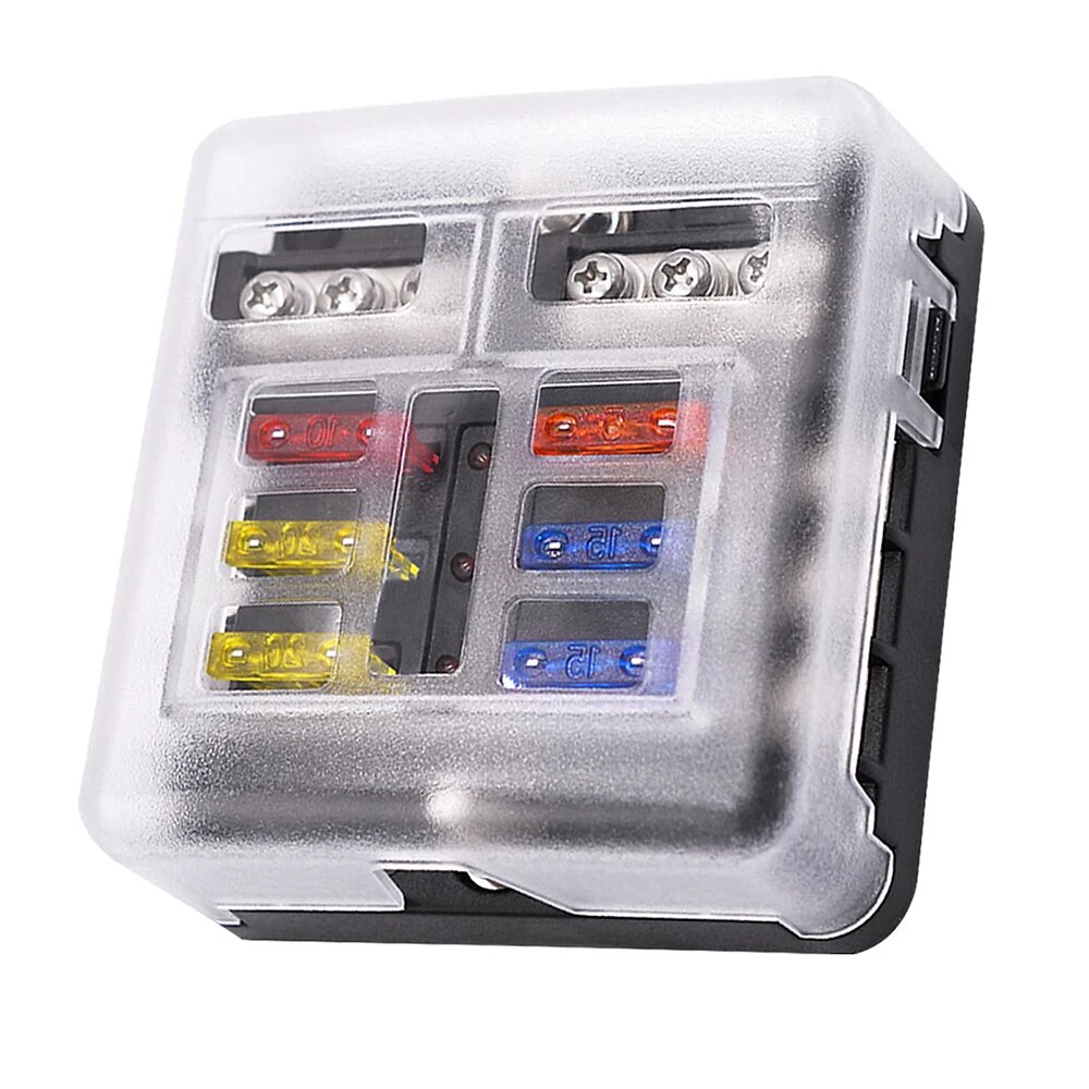 6-контактный блок предохранителей для автомобильной лодки, схема постоянного тока 32 В, стандартный блок предохранителей, светодиодный индикатор предупреждения, мото-морской водонепроницаемый кронштейн блока предохранителей