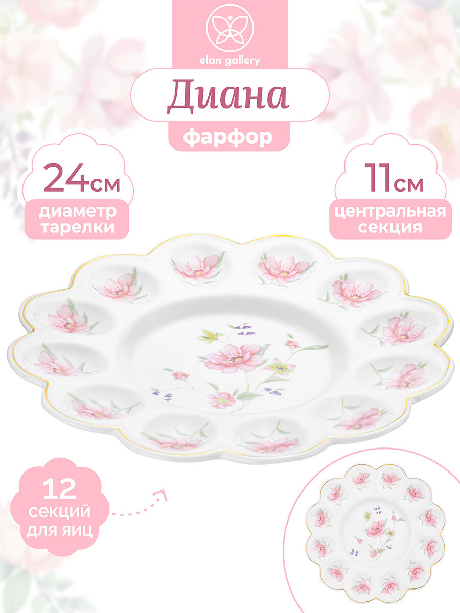 Тарелка для фаршированных яиц 24х24х2,5 см Elan Gallery Диана фарфор