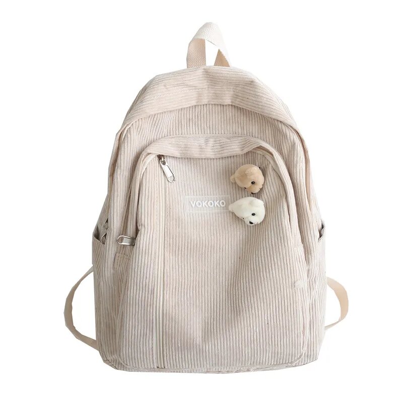 Женский вельветовый рюкзак casual backpack Бежевый, khaki