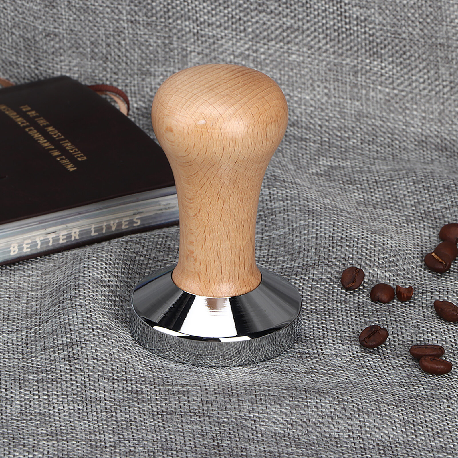 Wood Handle Coffee Tamper Stainless Steel Espresso Powder Press Hammer Accessories