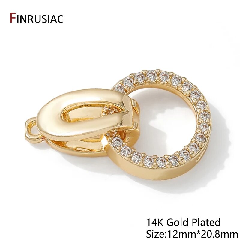 Замки для браслетов FINRUSIAC, латунь, позолота 14K, с фианитами, 1/2/3 шт 3 pieces, 14K Gold Plated