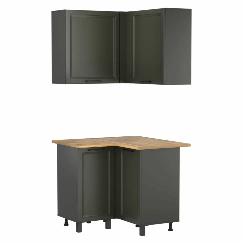 Кухня мркг 15/Римини угловая (Комплект) Диамант серый/столешница Дуб вотан