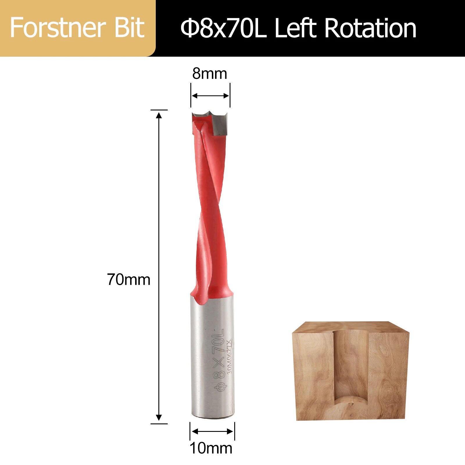 TIDEWAY 1PCS Сверло Форстнера для дерева Мебельная доска Сверла для петель Сверление по дереву Плотницкие инструменты Фреза для дерева S10mmxD8x70-L