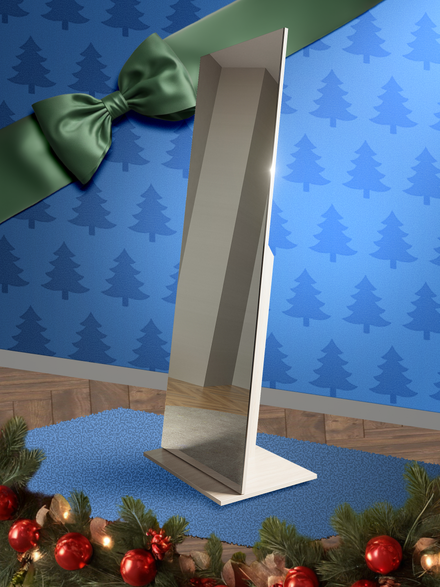 Зеркало напольное в полный рост Акрона "Стелла 2", из ЛДСП, прямоугольное, цвет шимо светлый, 163 см x 50 см.