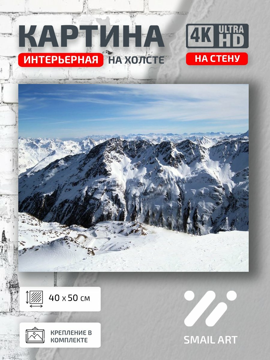 Картина на холсте интерьерная 40 на 50 на стену Снег Landscape для кафе пейзаж интерьер