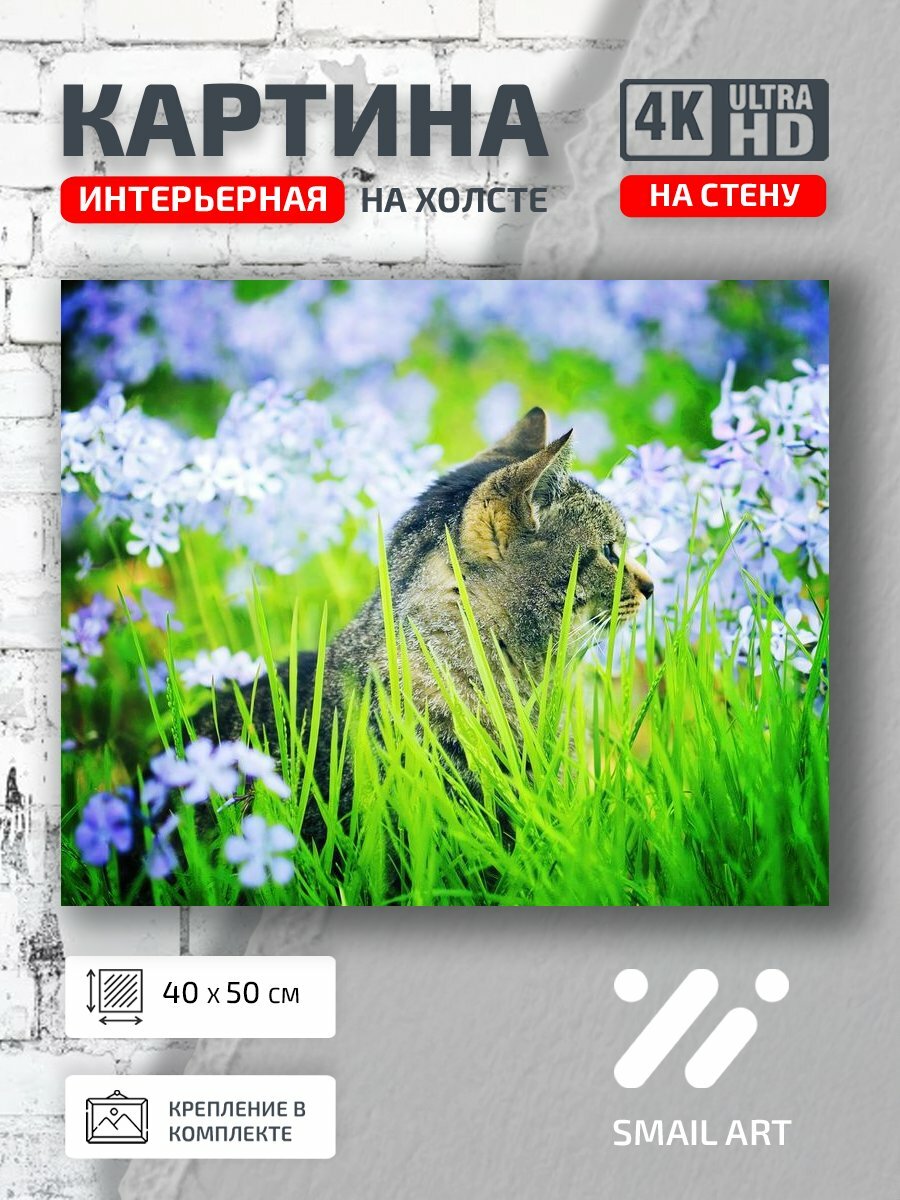 Картина на холсте интерьерная 40 на 50 на стену Трава Animal для спальни animal style декор