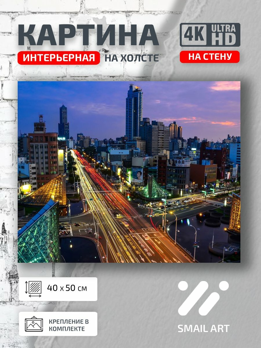 Картина на холсте интерьерная 40 на 50 на стену Высота City для кафе урбанистика интерьер