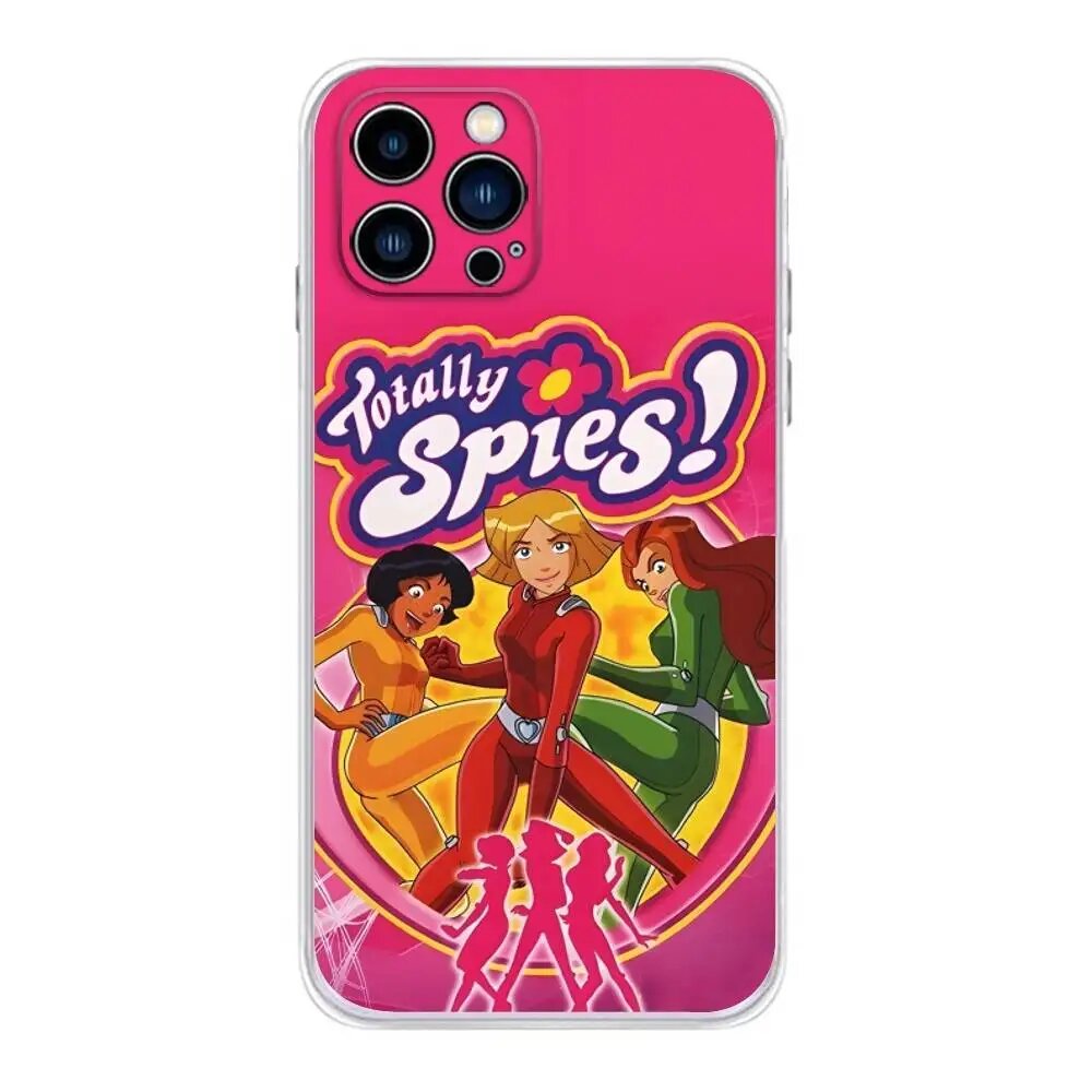 Чехол Totally Spies для iPhone розовый, прозрачный, мягкий