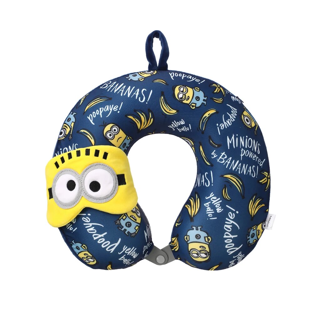 Подушка для шеи "Миньоны" MINISO, анатомическая, темно-синяя