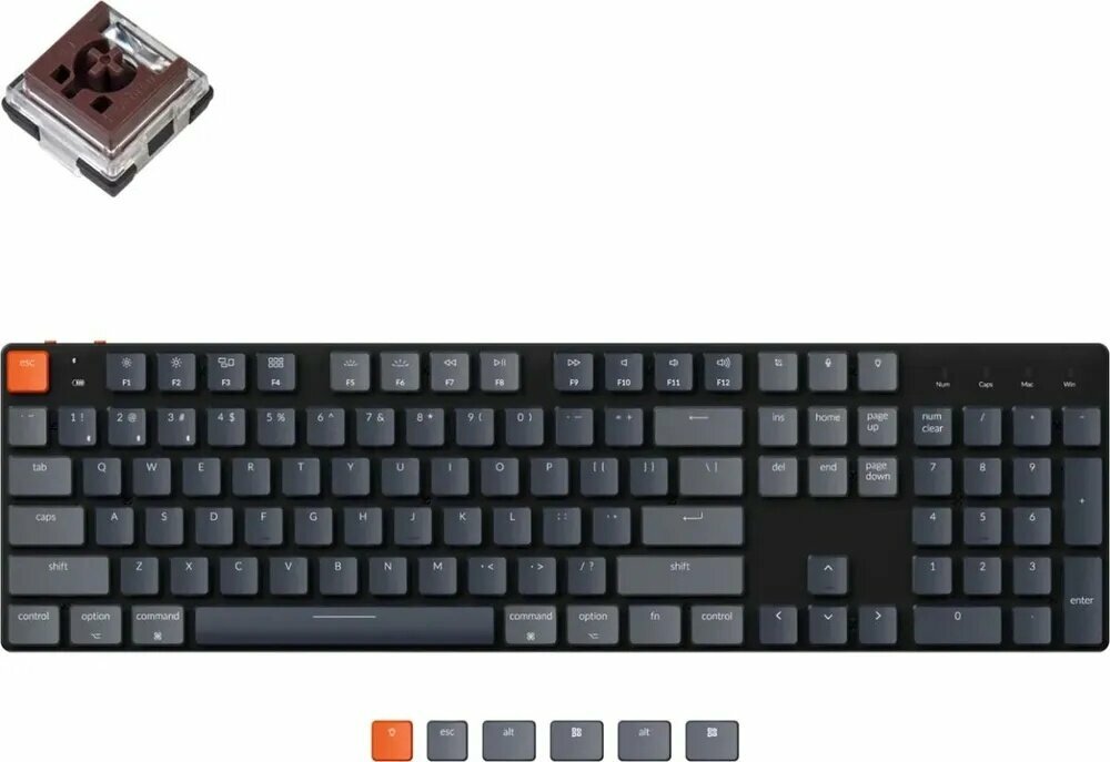 Игровая клавиатура беспроводная , (Keychron Optical Brown), Английская раскладка, черно-серый