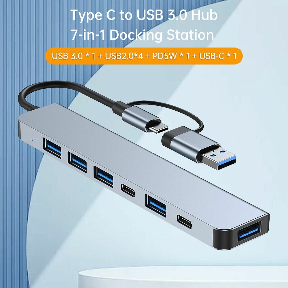Концентратор Type C USB 3.0 Док-станция 7-в-1